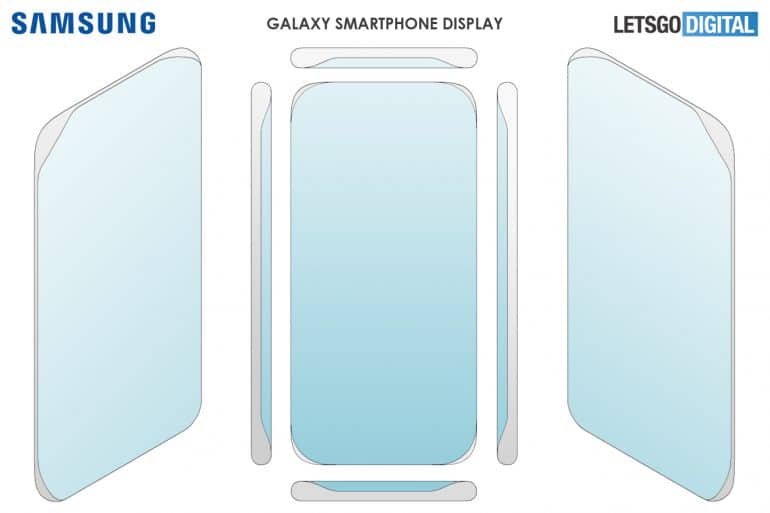 Samsung’s patent application shows a phone with quad curved display
