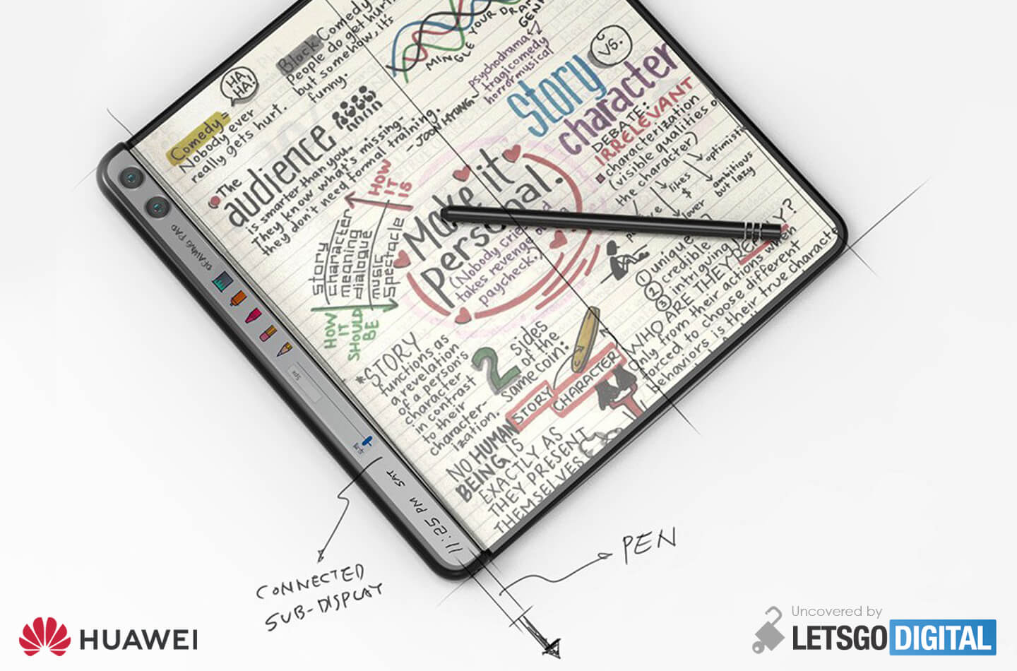 Opvouwbare telefoon van Huawei met sub-display en stylus pen ...
